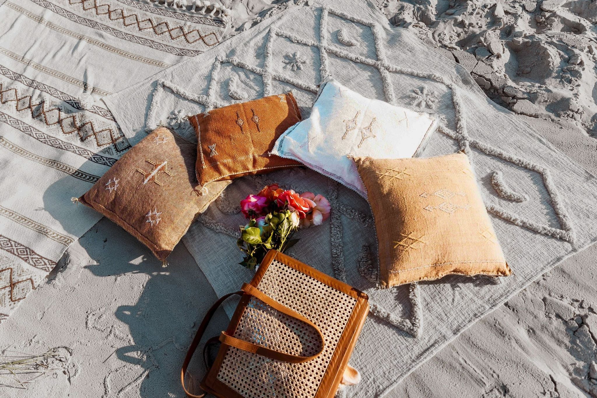 Boho picnic + throw rugs for wild homes, sunsets, bed, beach, the road ...